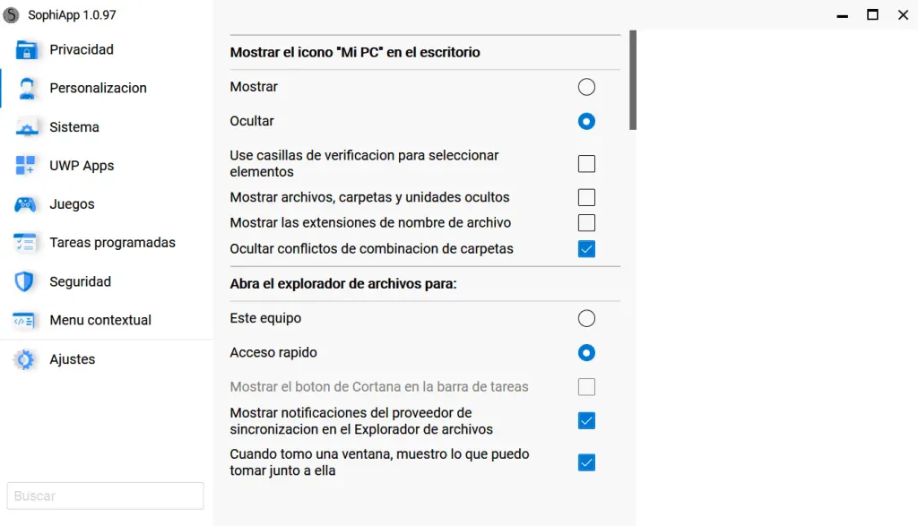 Sophia Script: el panel de control que Microsoft no te da